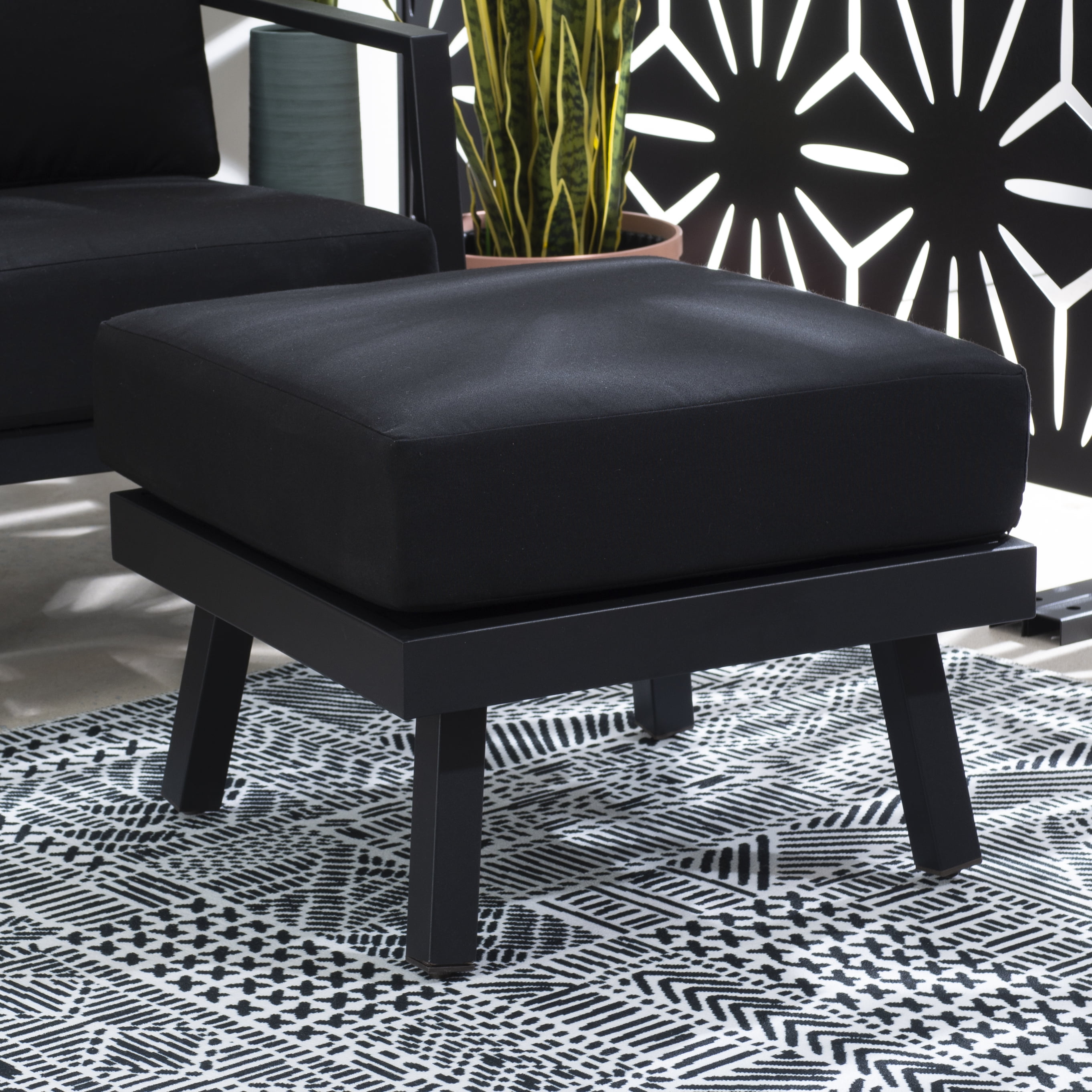 Linon Arlington Metal Outdoor Ottoman with Cushion Top, Black - Walmart.com