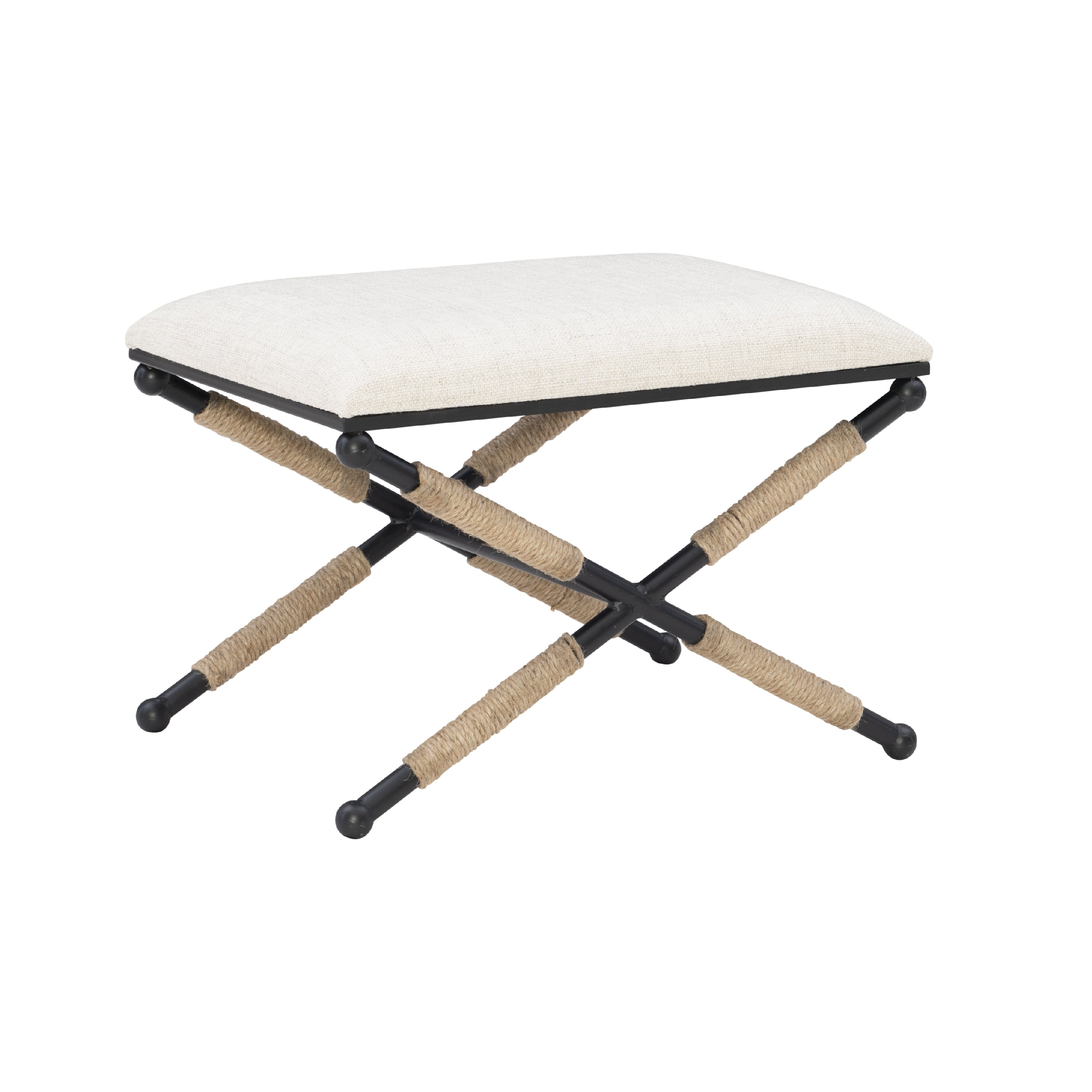 Linon Ashburn Boho Backless Accent Stool, Black/Neutral with X-Designed ...