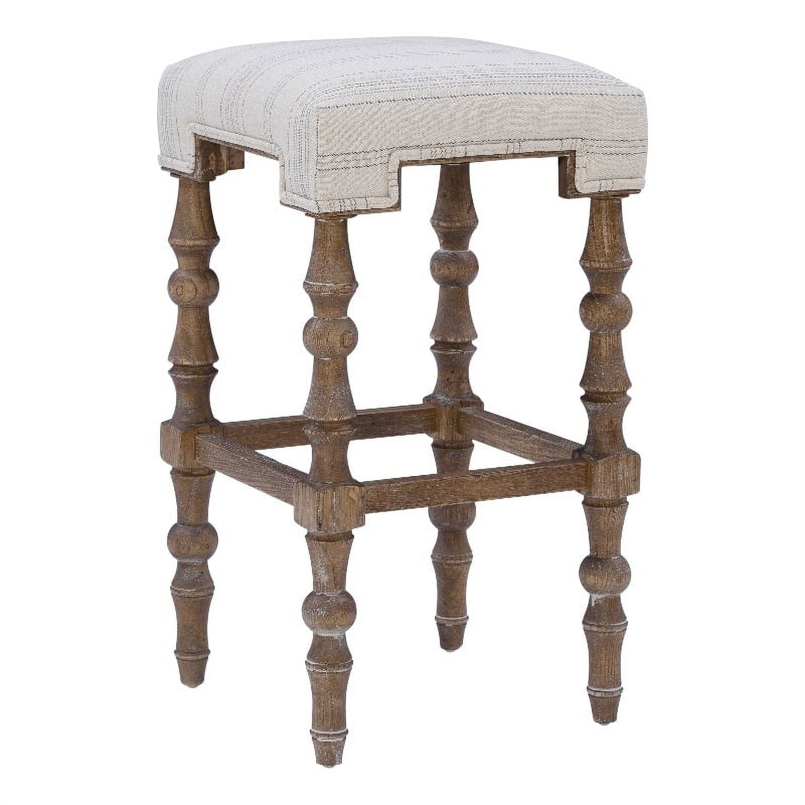 Linon Ashleigh 30" Wood Backless Rustic Upholstered Bar Stool in Beige ...