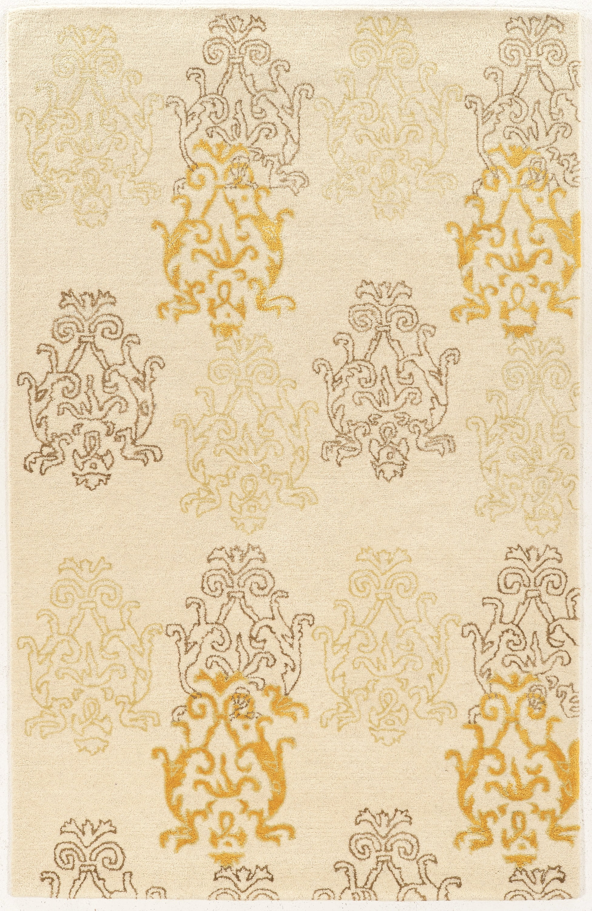 Linon Aspire Damask Hand Tufted Wool 5'x8' Rug in Ivory - Walmart.com