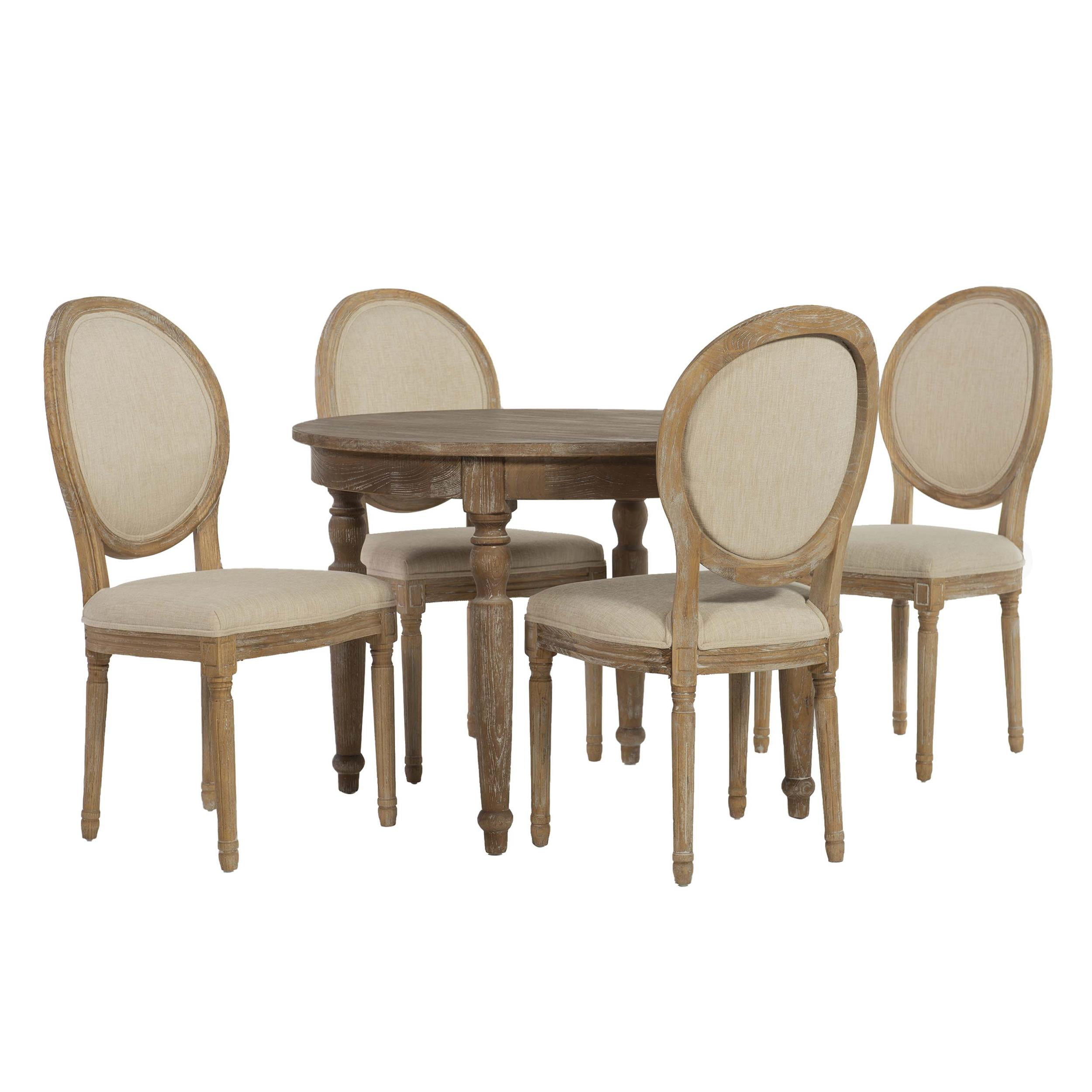 Linon Avalon 5 Piece Round Dining Table and 4 Upholstered Chairs in ...
