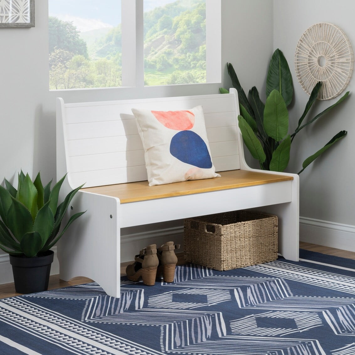 Linon Beatty Rustic Large Back Rest Bench White - Walmart.com