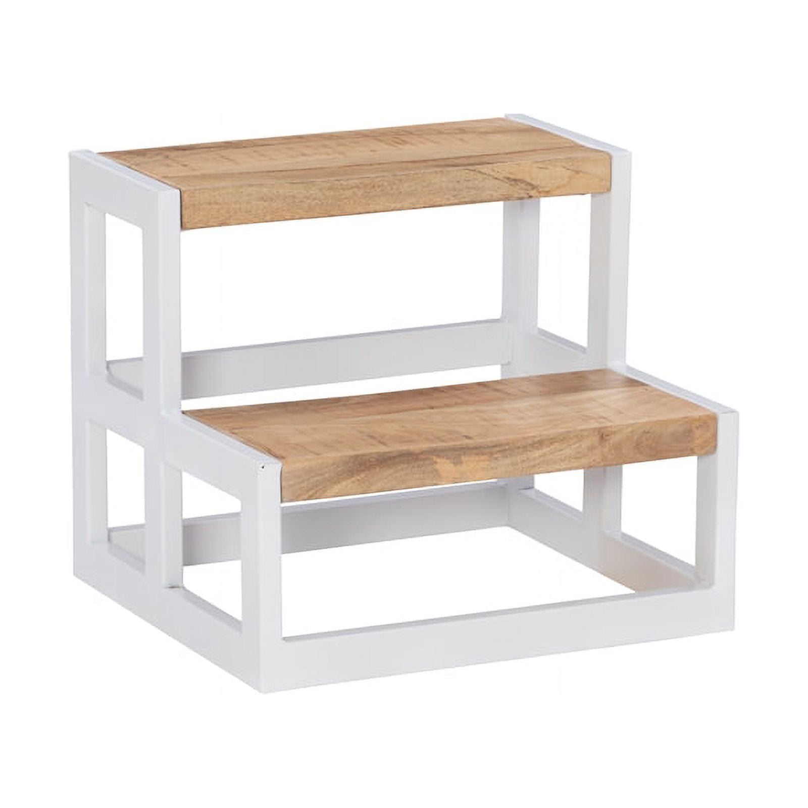 Linon Benny Sturdy Wood Bed Steps with Minimalist Style Iron Frame in ...