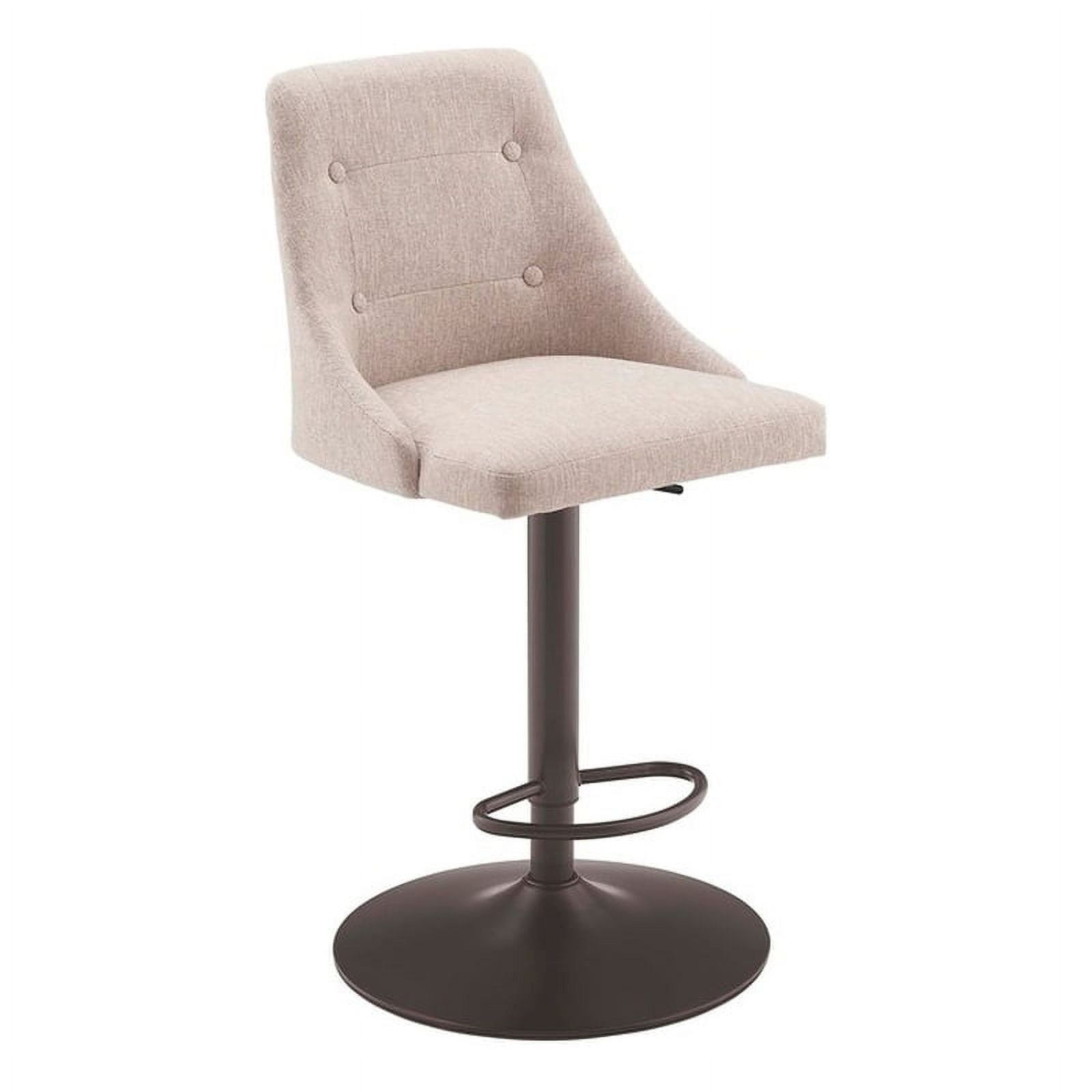 Linon Benton Adjustable Barstool Bronze Metal Swivel Base Upholstered ...