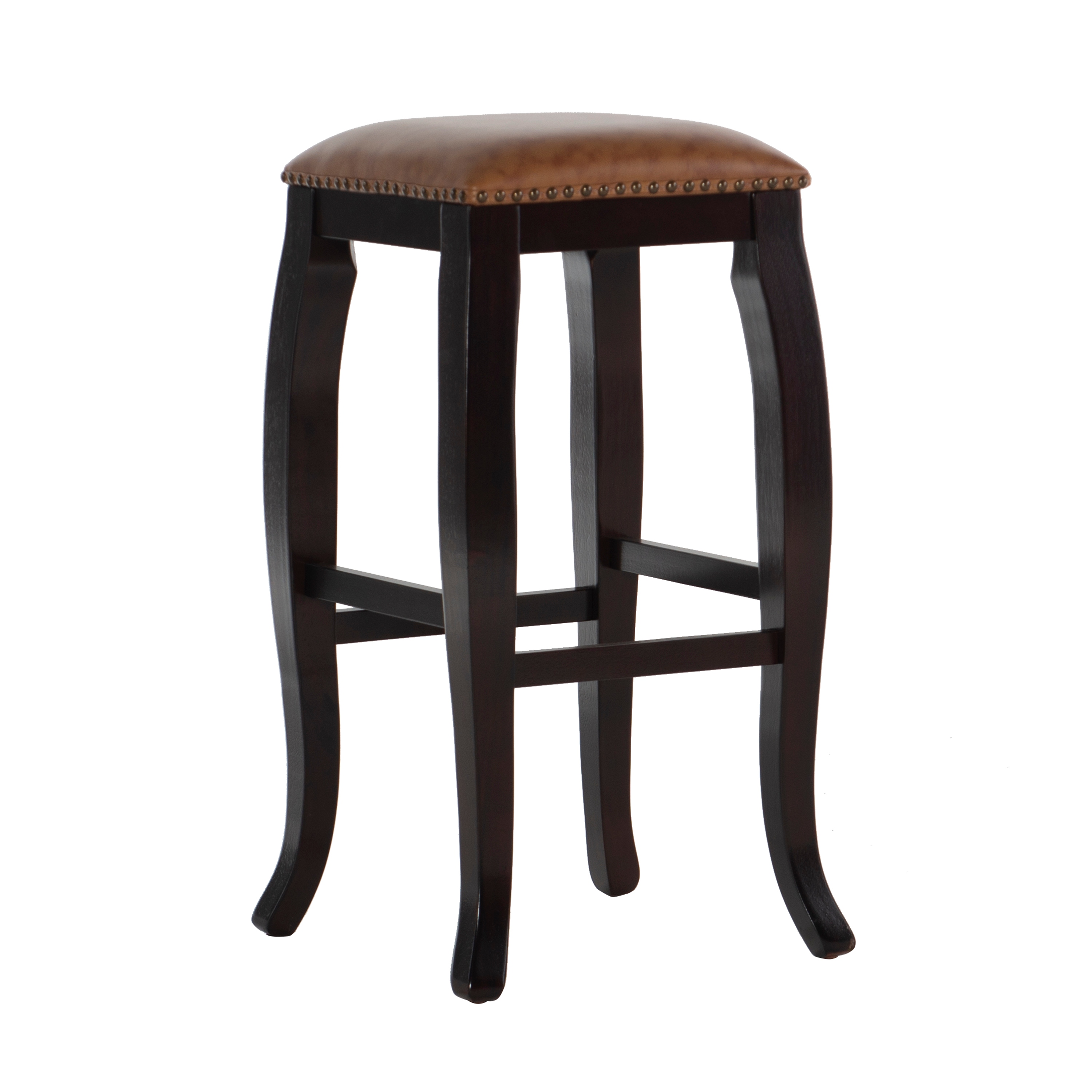 Linon Bonner 30" Square Backless Bar Stool, Wenge/Caramel Faux Leather ...