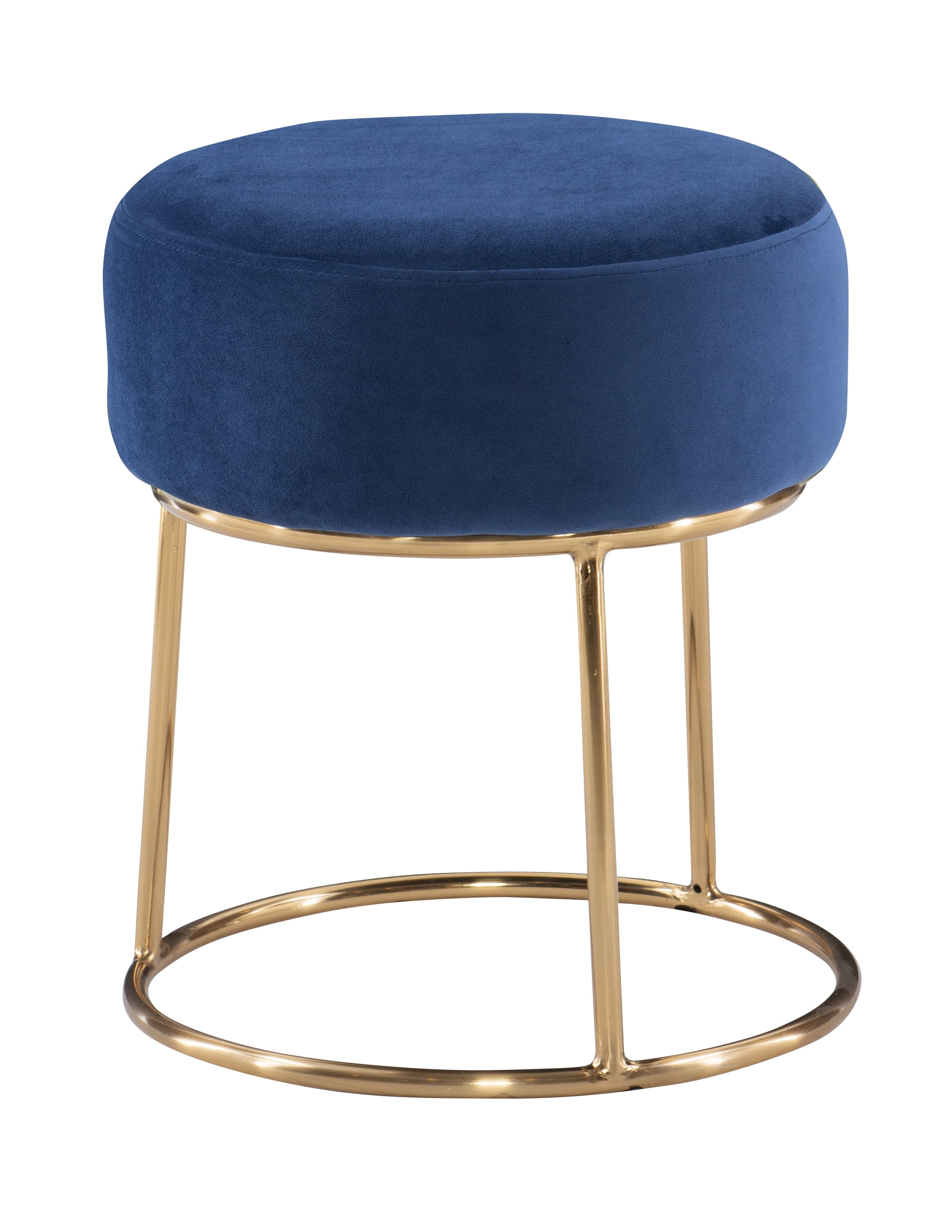 Linon Brandi Vanity Stool, 18.25" Seat Height, Gold Finish with Blue ...