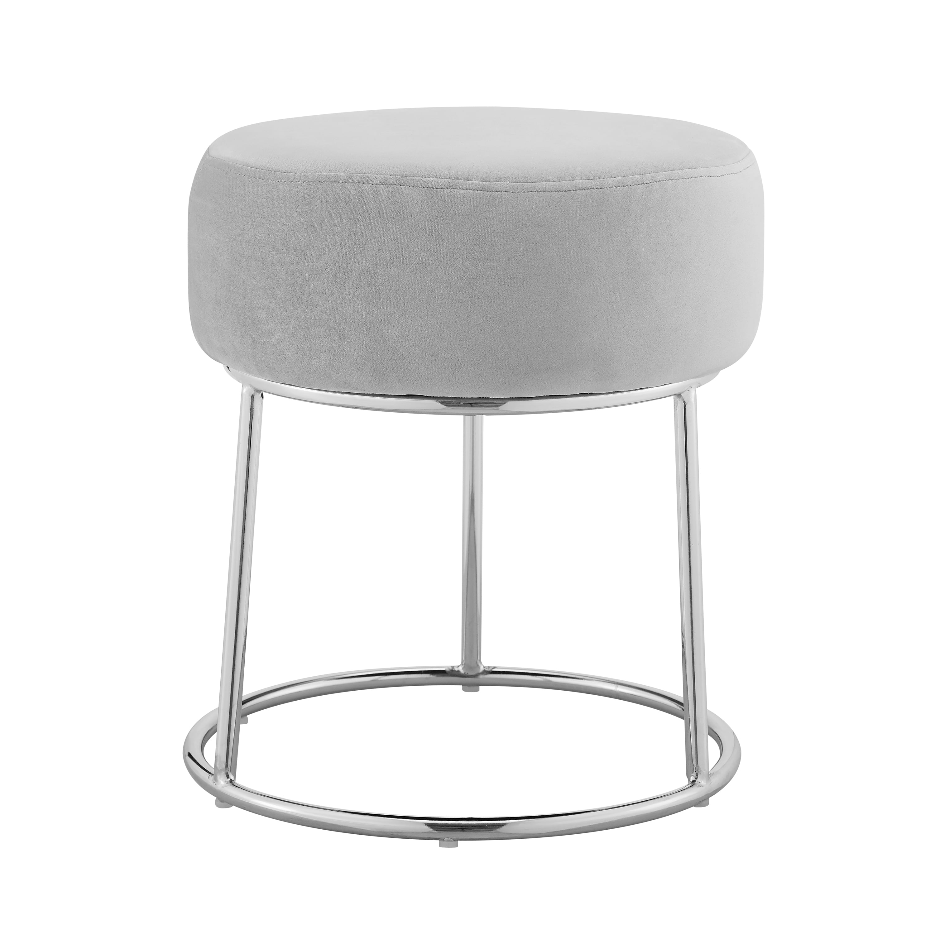 Linon Brandi Vanity Stool, 18.25" Seat Height, Gold Finish with Gray ...