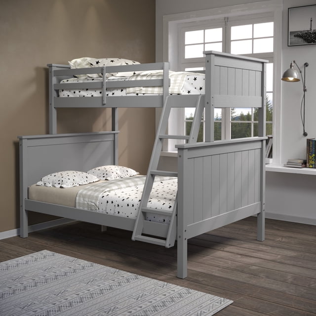 Linon Brigitte Twin Over Full Bunk Bed, Gray - Walmart.com
