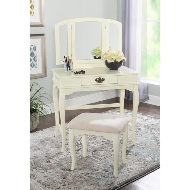 Linon Brinley Vanity Set - Off White - Walmart.com