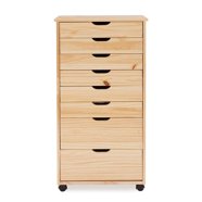 Riverbay Furniture Six Drawer Wood Rolling Storage Cart in Brown ...