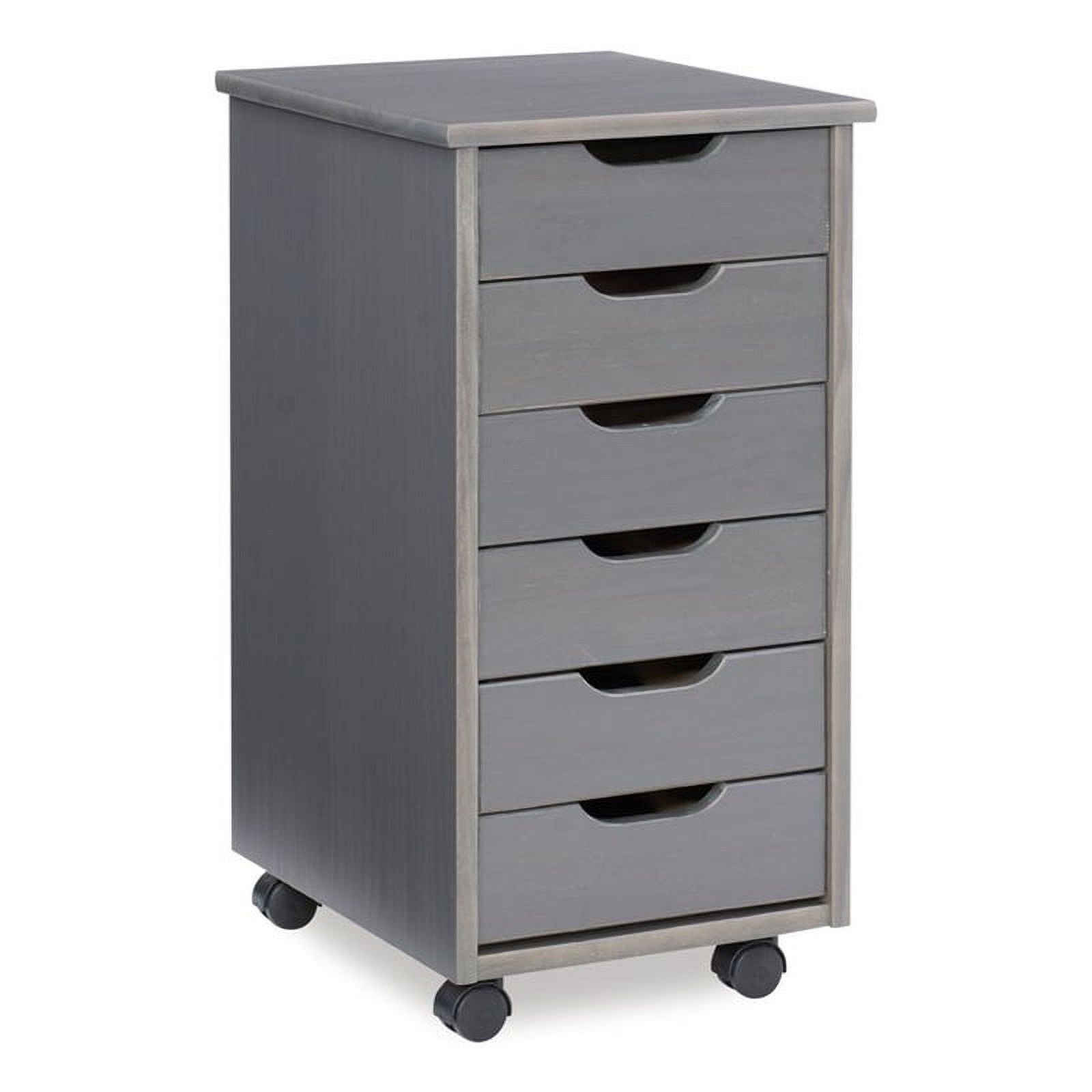 Linon Callie Six Drawer Rolling Storage Cart in Gray Wood - Walmart.com