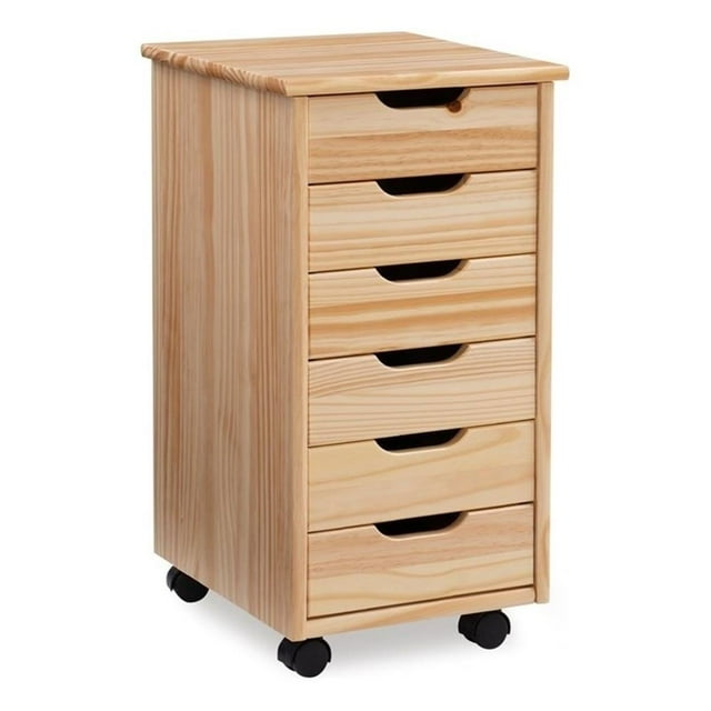 Linon Callie Six Drawer Wood Rolling Storage Cart with Wheels for ...