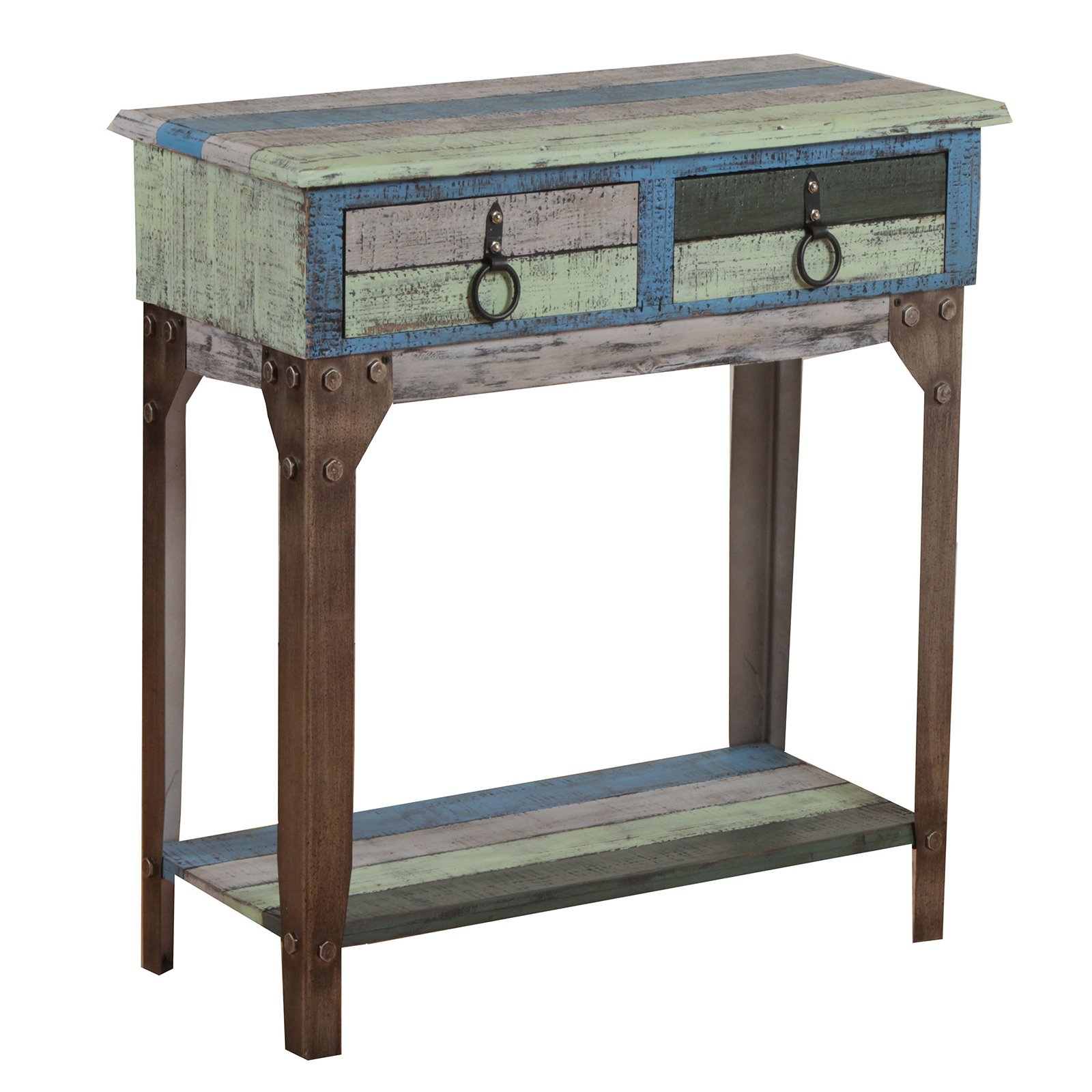 Linon Calypso Antique Blue Wood Console Table with Storage - Walmart.com