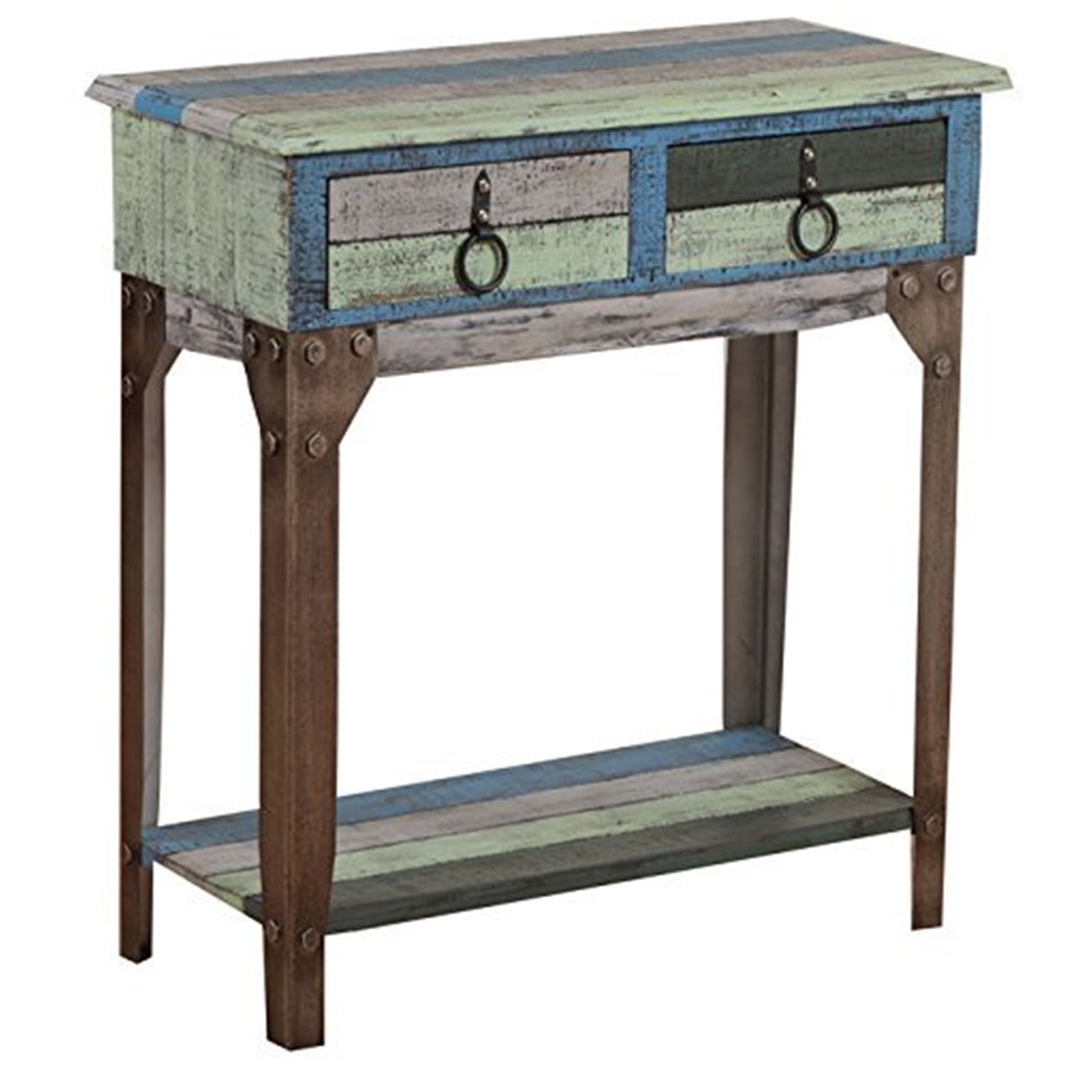 Linon Calypso Antique Blue Wood Console Table with Storage - Walmart.com