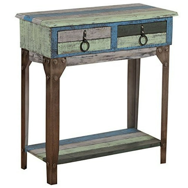 Linon Calypso Antique Blue Wood Console Table with Storage - Walmart.com