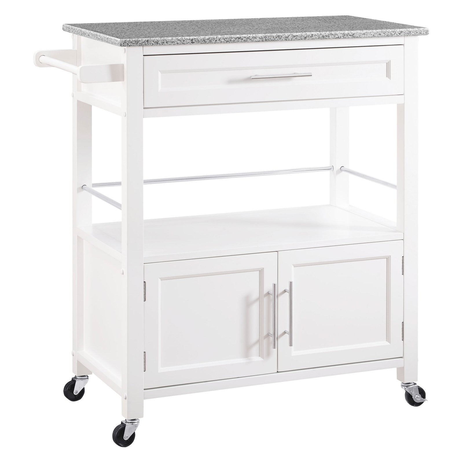 Linon Cameron Mobile Kitchen Cart with Storage, Granite Top, Wood, 36 ...