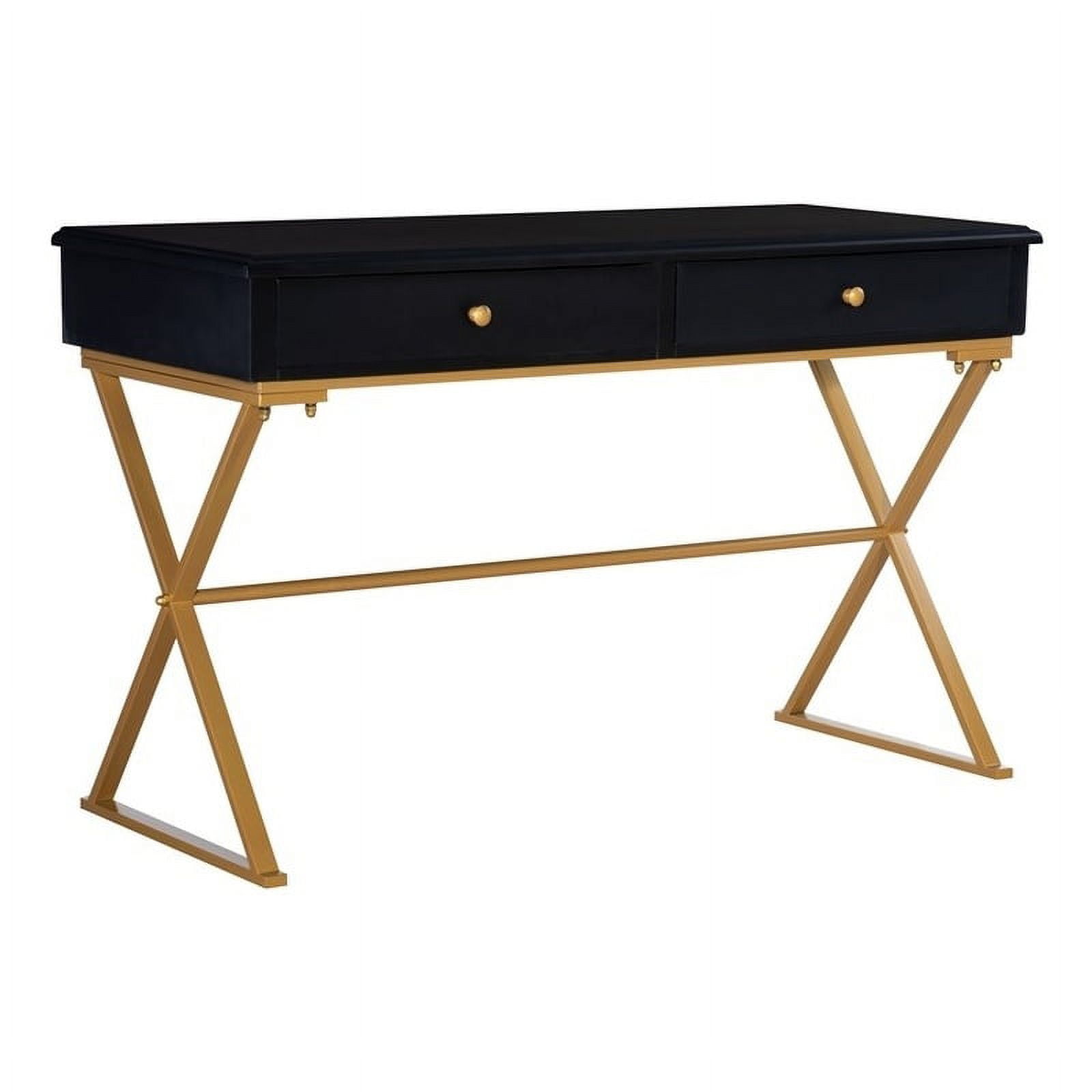 Linon Campaign Two-Drawer Metal Desk in Black - Walmart.com