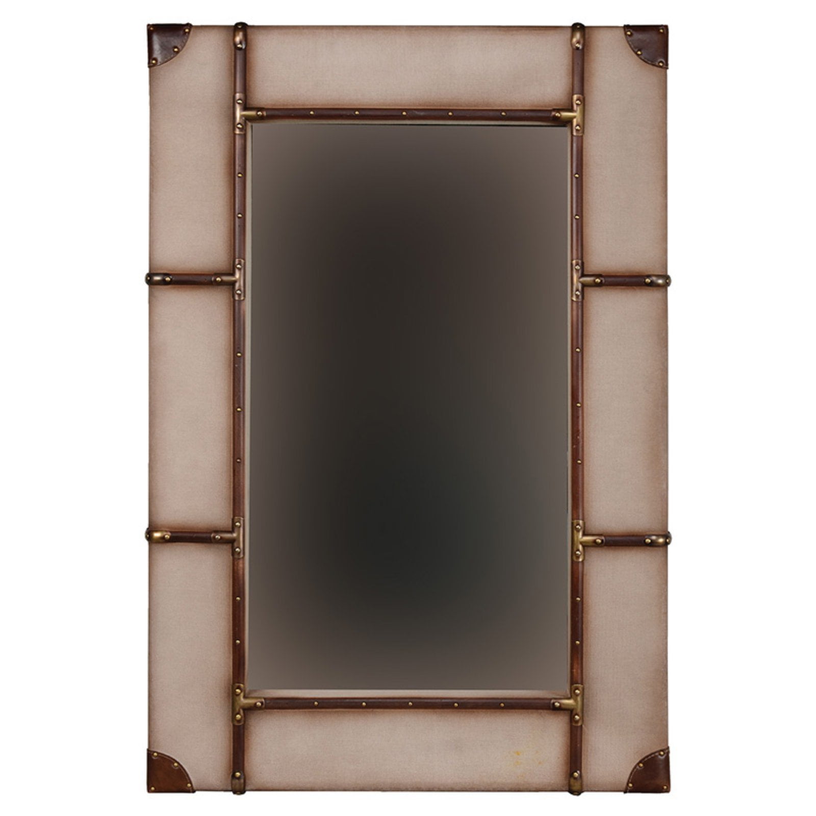 Linon Canvas Wrapped Aluminum Frame Wall Mirror, Beige, Multiple Sizes ...