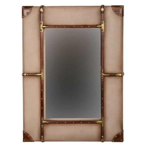 Linon Canvas Wrapped Aluminum Frame Wall Mirror, Beige, Multiple Sizes ...
