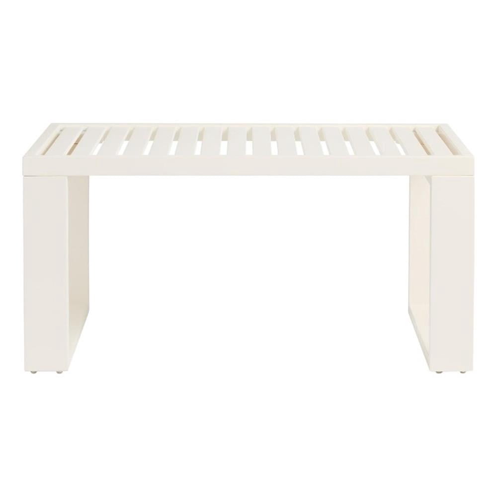 Linon Capers Outdoor Acacia Wood Coffee Table with Slatted Top in White ...