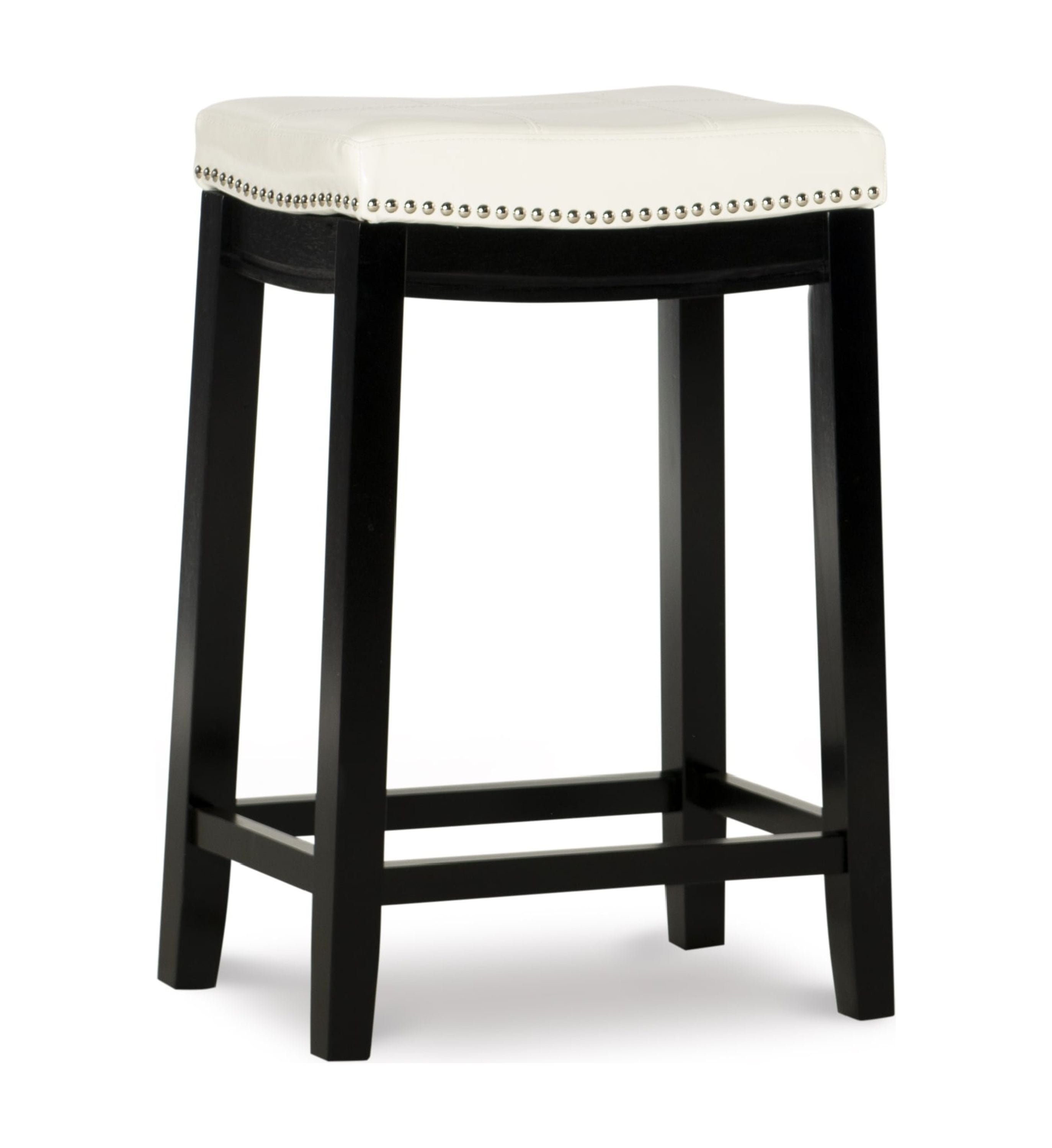 Linon Cessford 26" Backless Indoor Counter Stool, Black with White Faux ...