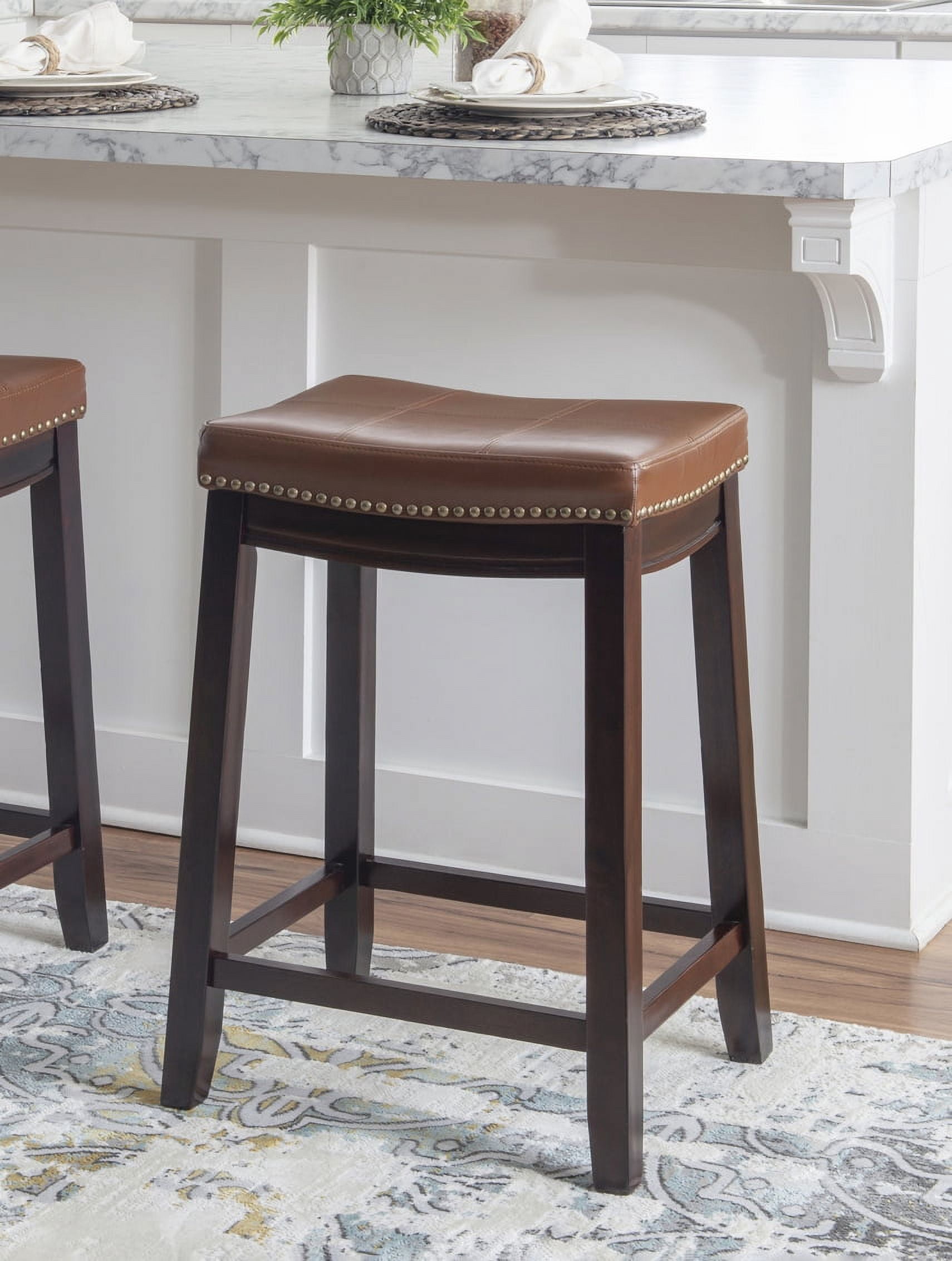 Linon Cessford 26" Backless Indoor Counter Stool, Dark Brown with ...