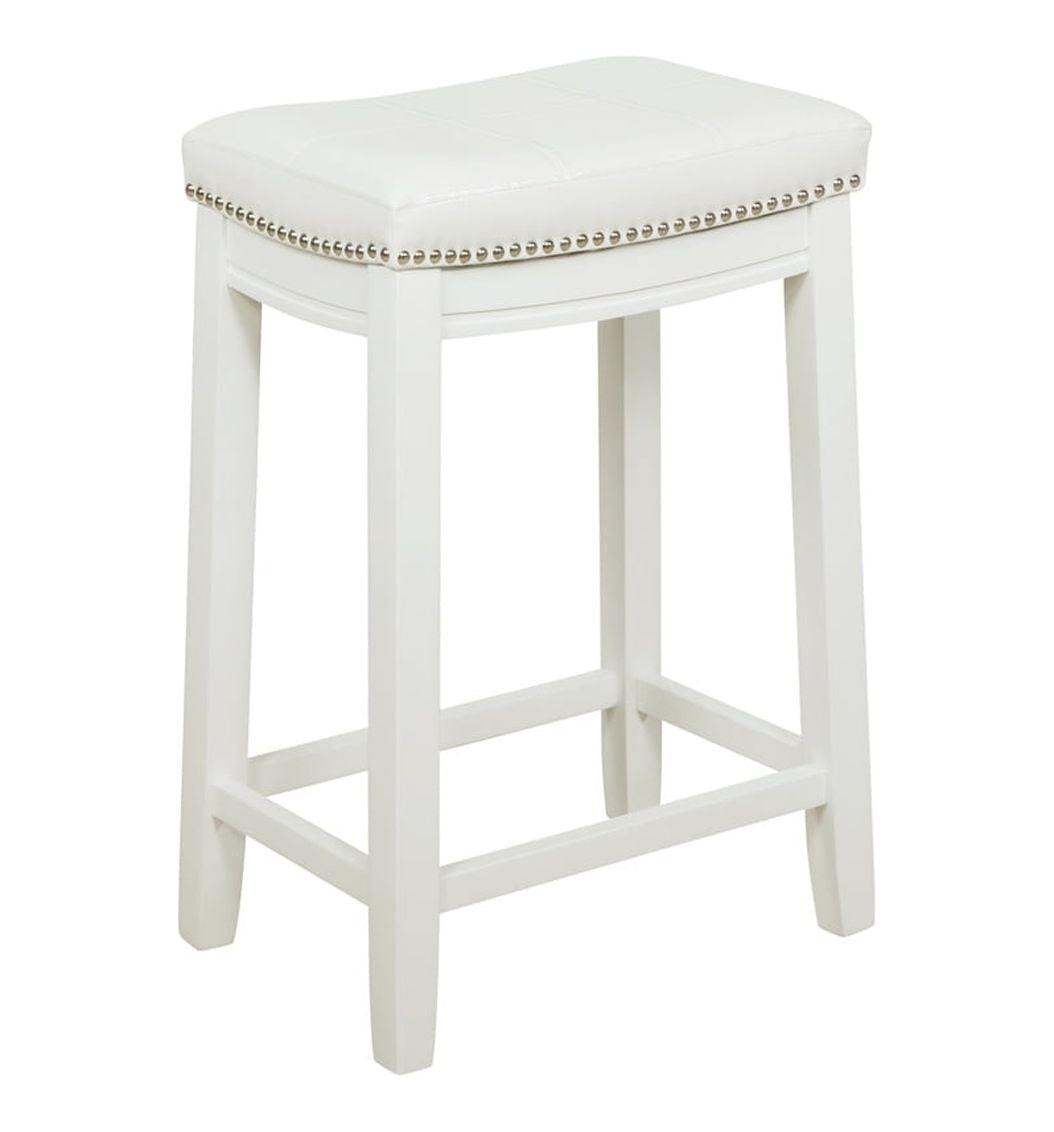 Linon Cessford 26" Backless Indoor Counter Stool, White Finish with ...