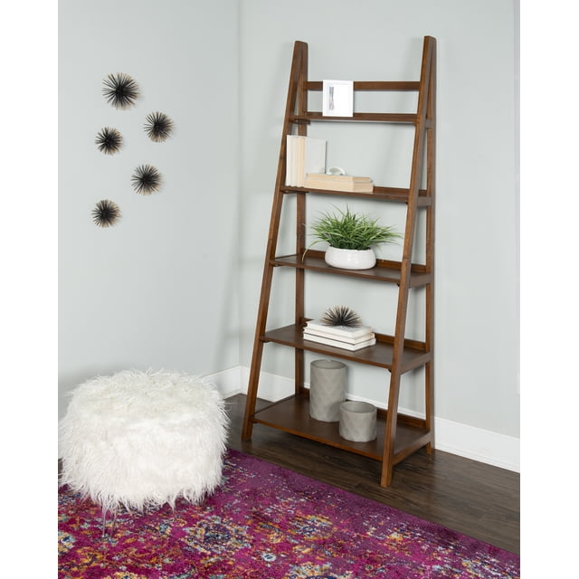Linon Charlotte Bookcase, Brown, 5 Shelves, 72 inches Tall - Walmart ...