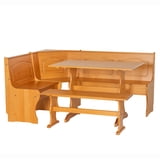 Linon Chelsea Corner Kitchen Bench Set with Table, Seats 5-6, Natural ...