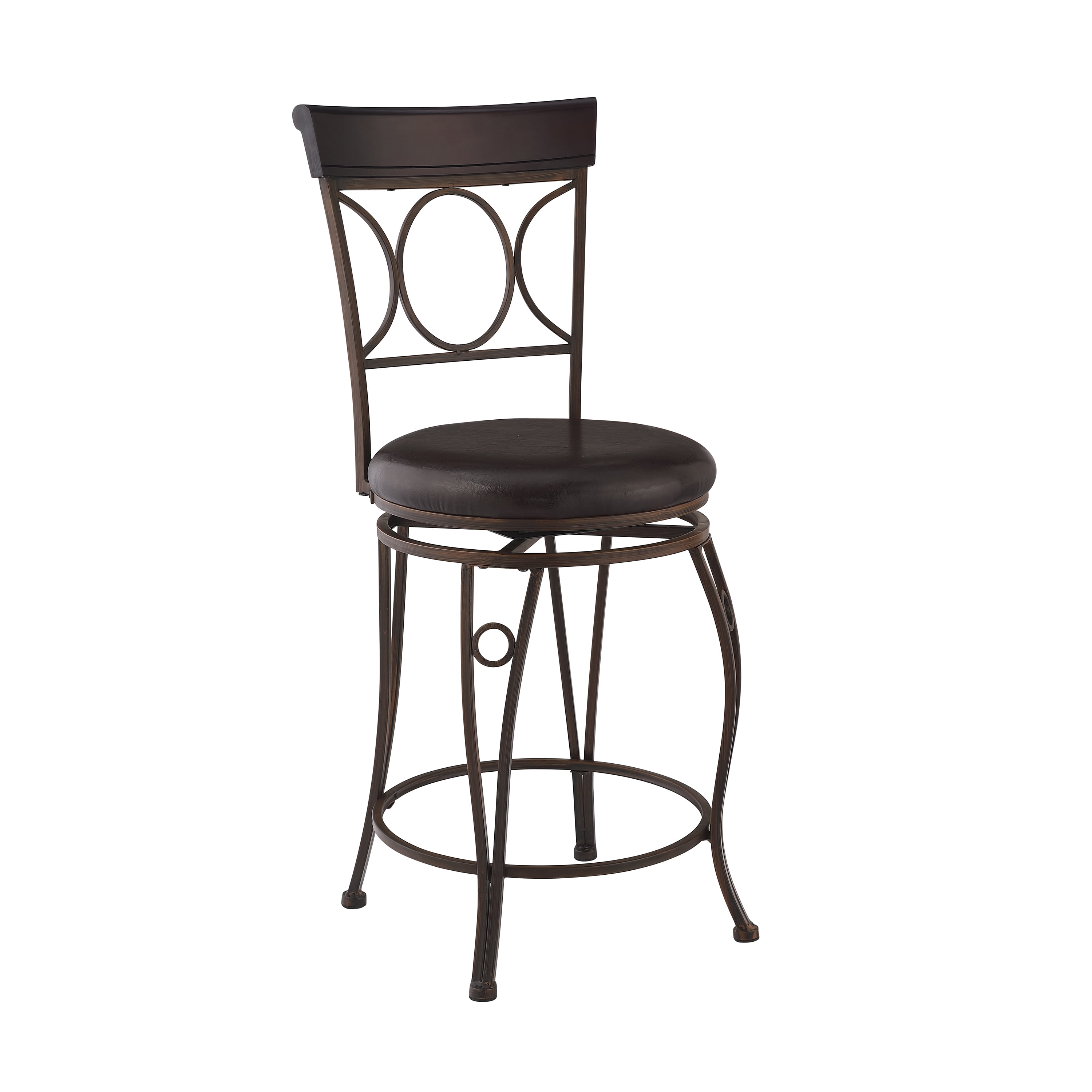 Linon 24 inch Wood Barstools, Circles Back Counter Stool with Swivel ...