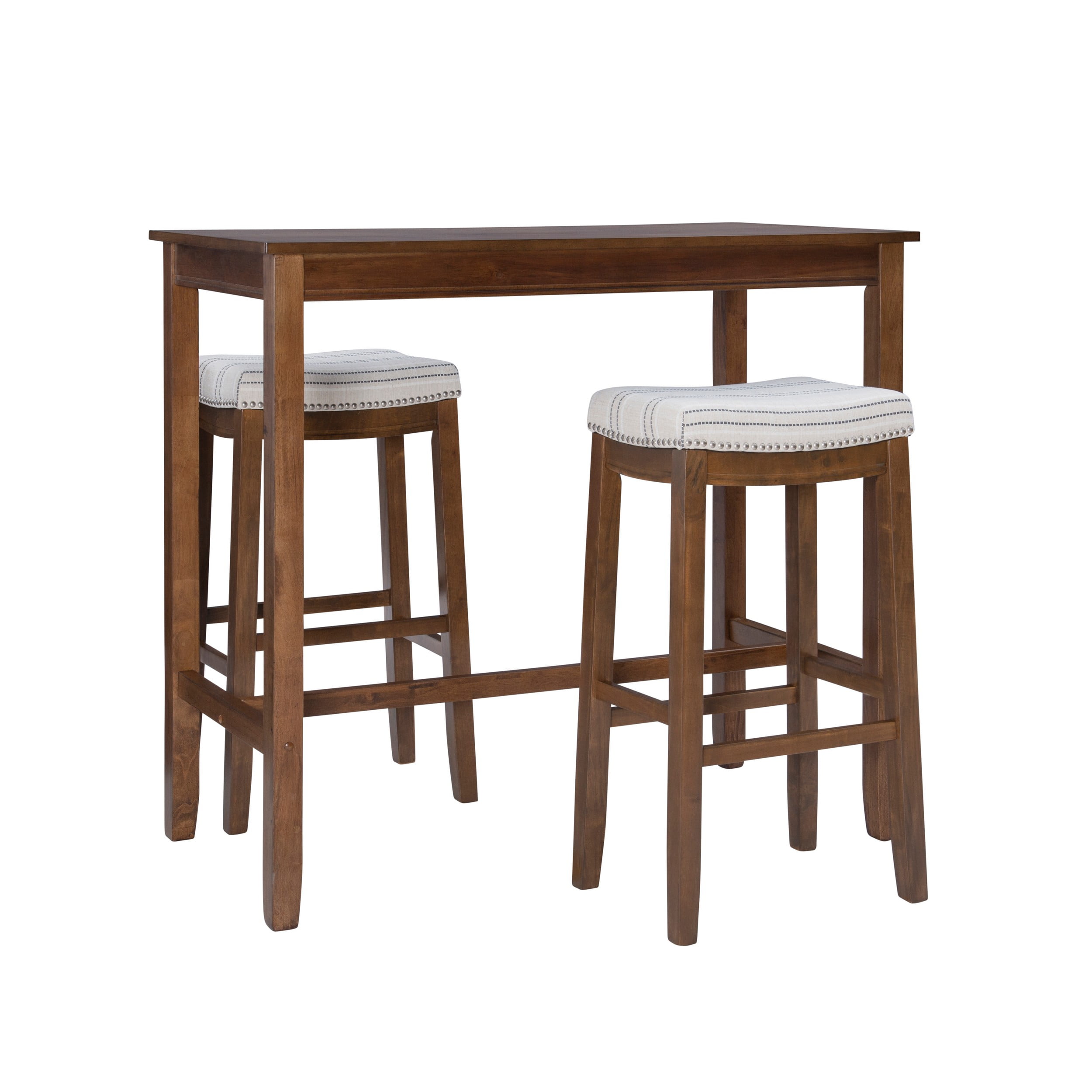 Linon Claridge 3-Piece Bar Height Tavern Set, Rustic Brown/Natural ...