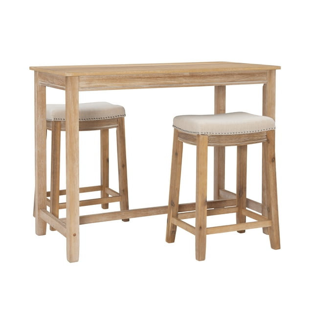 Linon Claridge 3-Piece Counter Height Tavern Set, Natural with Natural ...