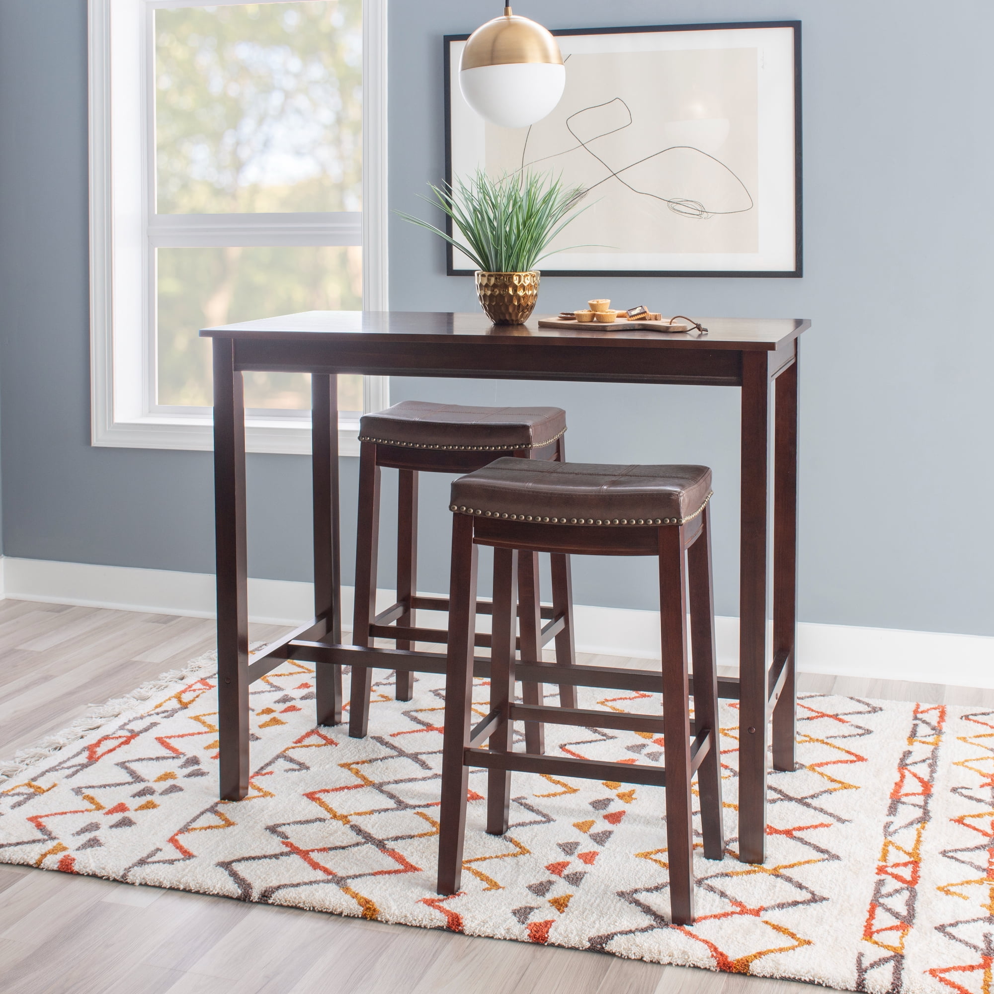 Contemporary Home Living 3-Piece Bar Table and Stool Set- 47.25 ...