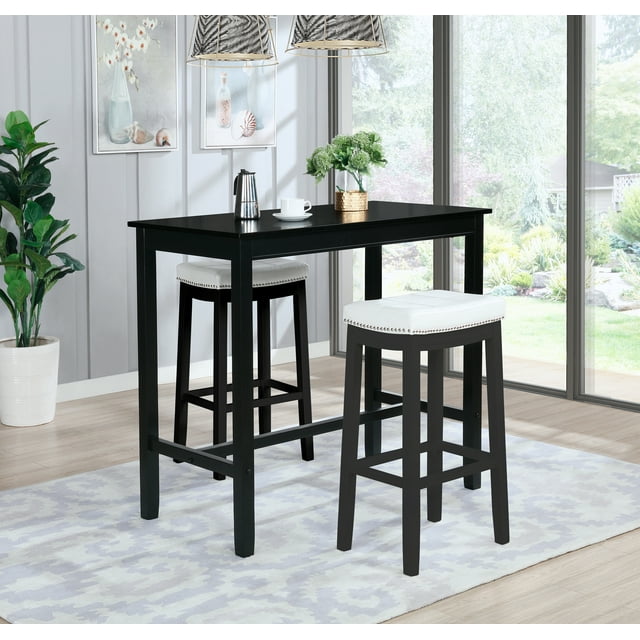Linon Claridge Wood Bar Height Pub Table, 42" Tall, Black Finish ...