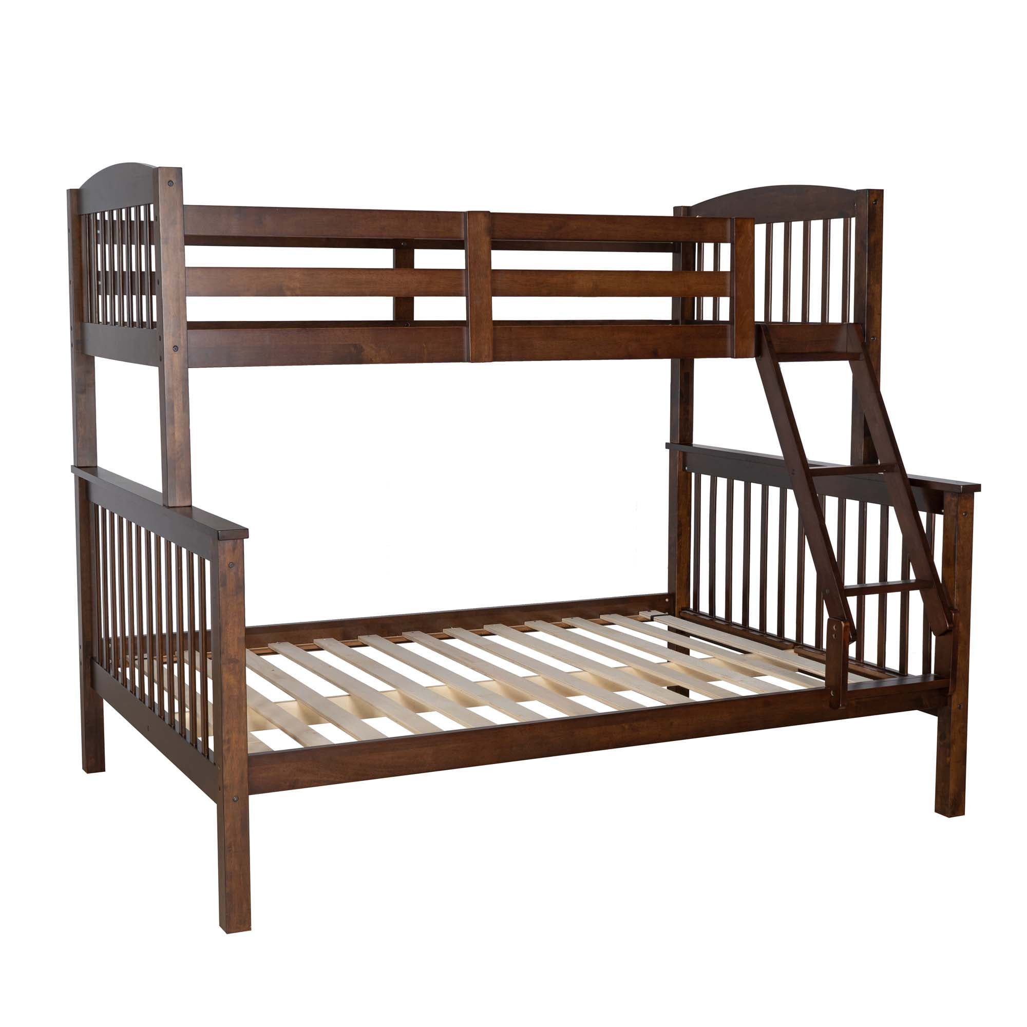 Linon Cody Twin Over Full Bunk Bed Slatted Headboards in Deep Brown ...