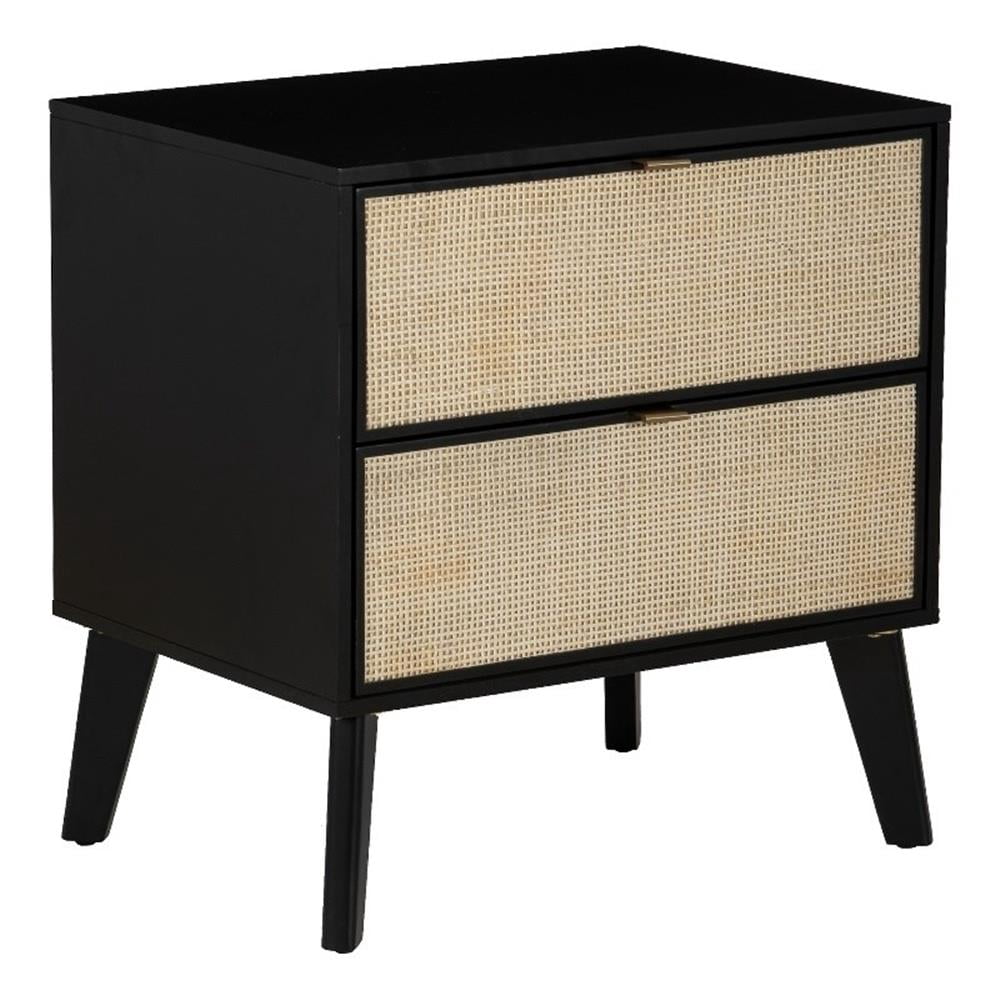 Linon Collett Cane 2 Drawer Nightstand in Black - Walmart.com