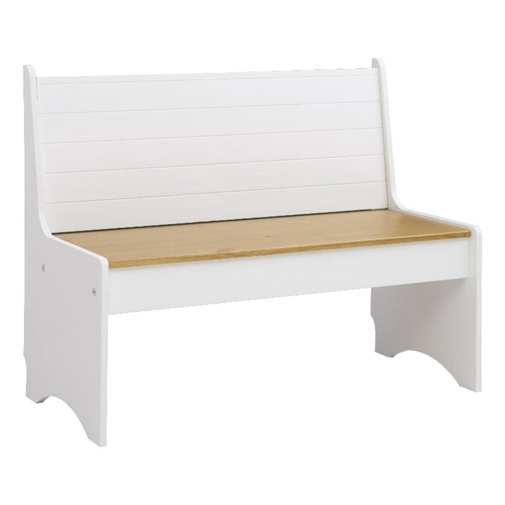 Linon Delk Wood 2 Tone Large Back Rest Bench in Honey and White ...
