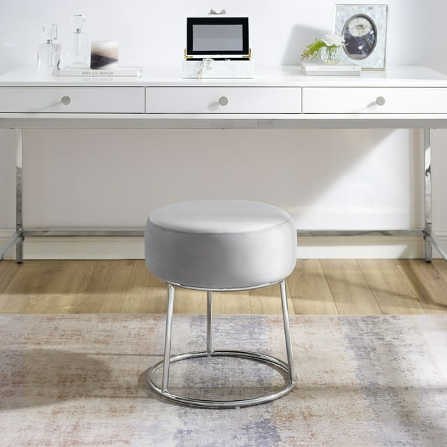 Linon Deselm Vanity Stool or Ottoman, Gray Velvet - Walmart.com