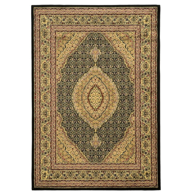 Linon Elegance Flowers & Plants Transitional Area Rug, Black, 2' x 3 ...