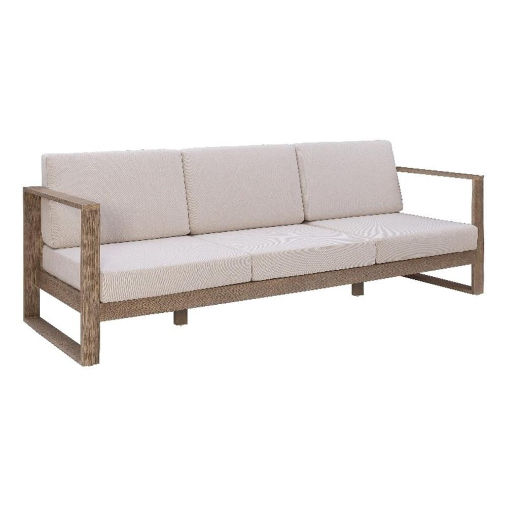 Linon Ellis Acacia Wood Outdoor 3 Seater Sofa with Cushions in Natural ...