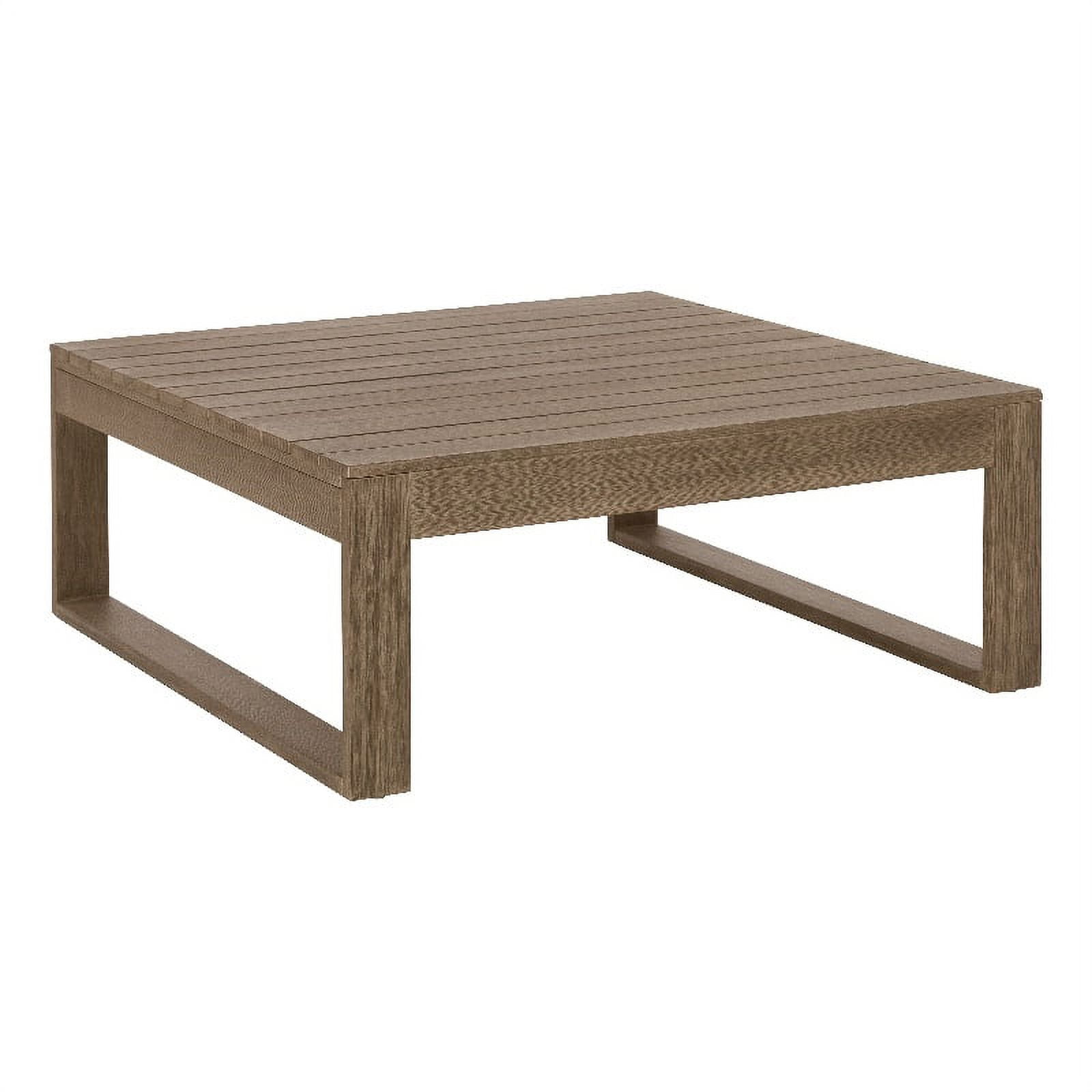 Linon Ellis Outdoor Wood Square Slat Top Coffee Table in Natural Rustic ...