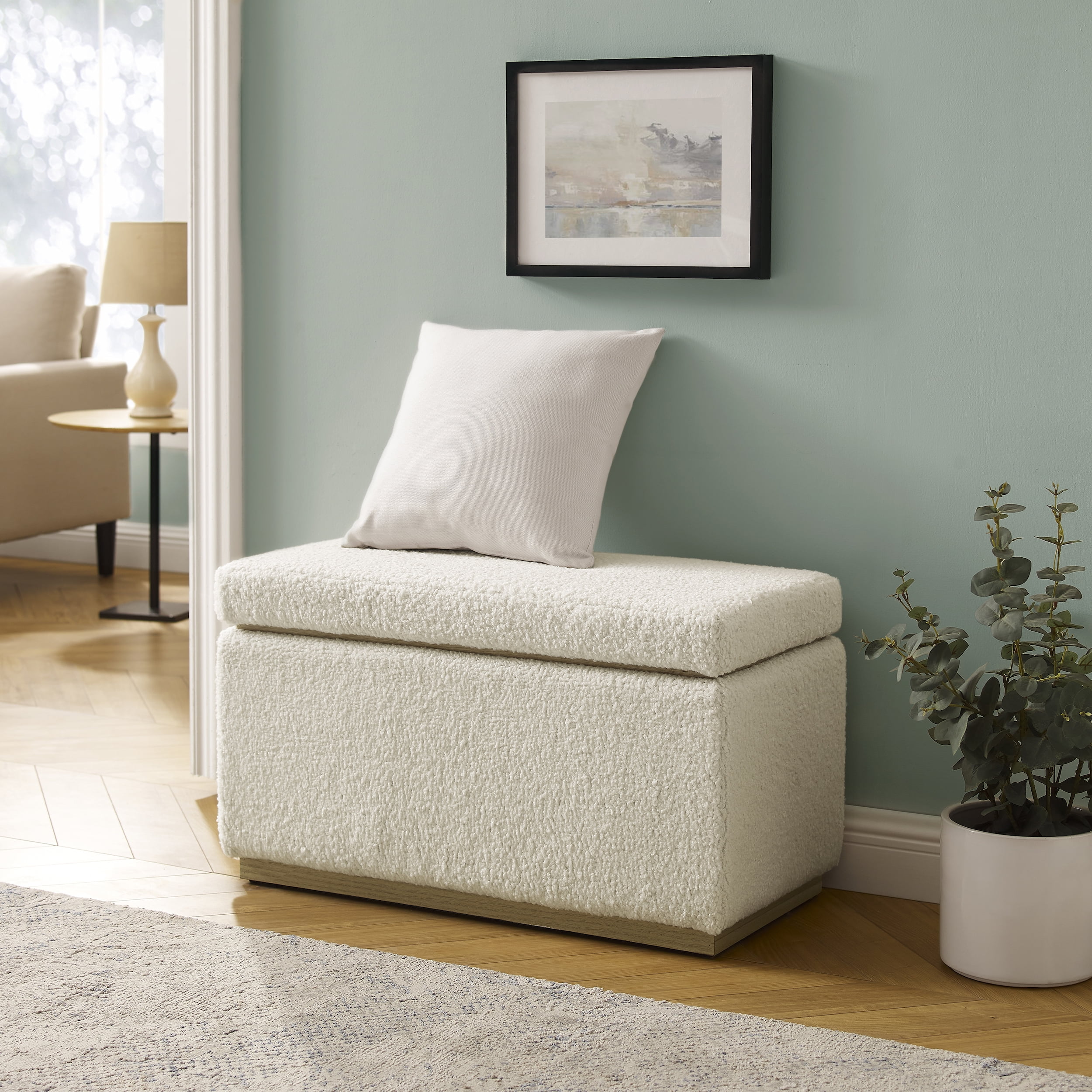 Linon Elta Rectangle Storage Ottoman, Natural - Walmart.com
