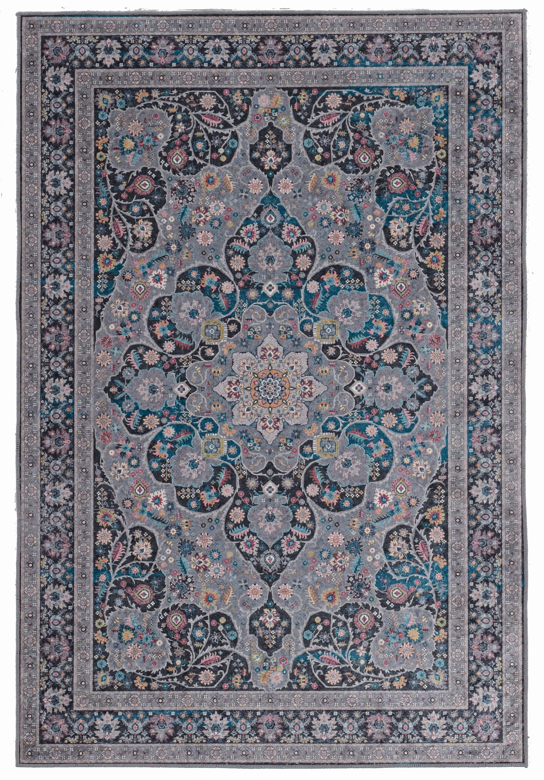 Linon Emerald Grenier Grey & Teal 3.3x5, Rug - Walmart.com
