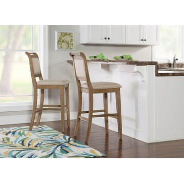 "Linon Wooden Rustic Farmhouse Emmy Counter Stool, Full Back, 26"" Seat ...