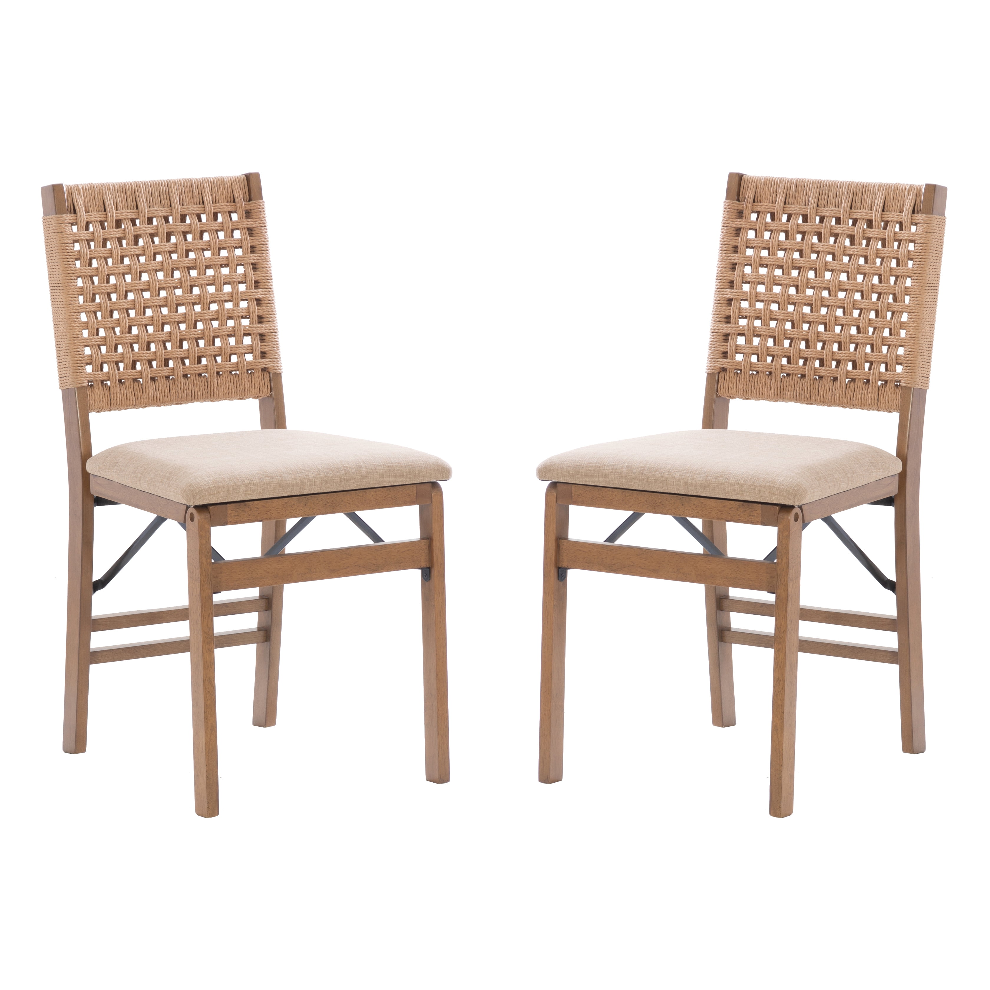 Linon Foster Folding Dining Chairs Set of 2 Sturdy Wooden Frame ...