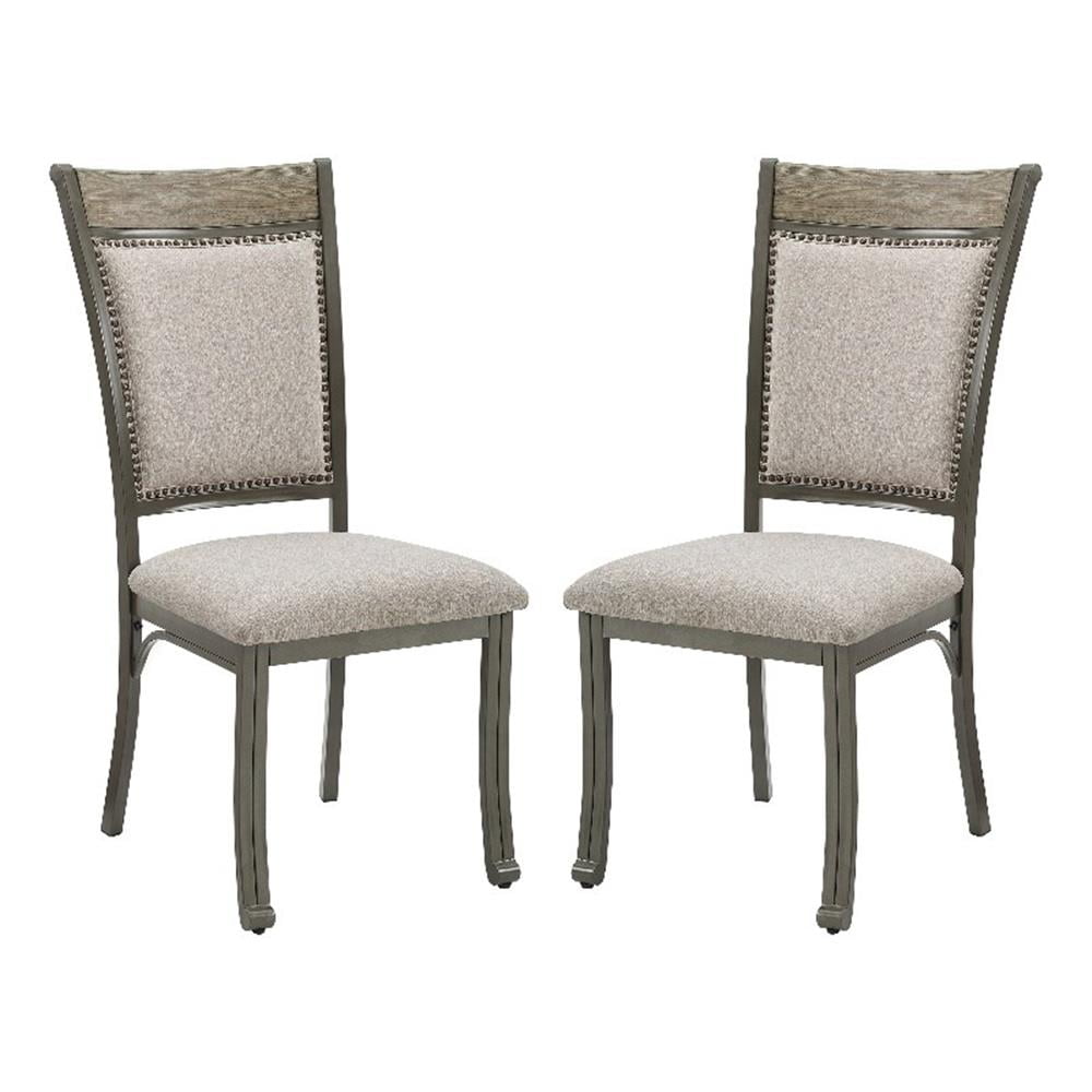 Linon Franklin Upholstered Dining Side Chairs, Industrial Style, Gray ...