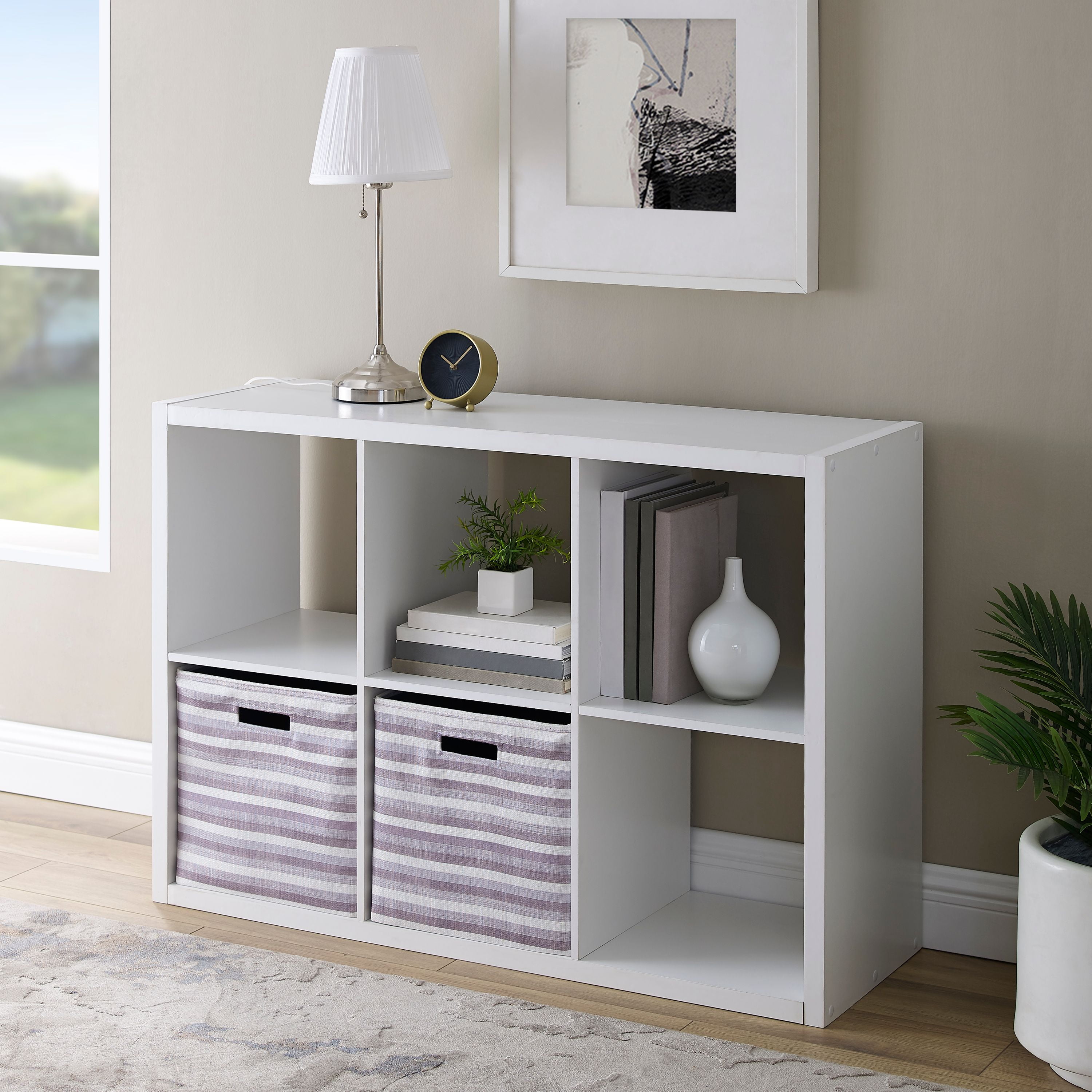 Linon Galli 6 Cubby Storage Cabinet, White - Open Shelves Cube ...