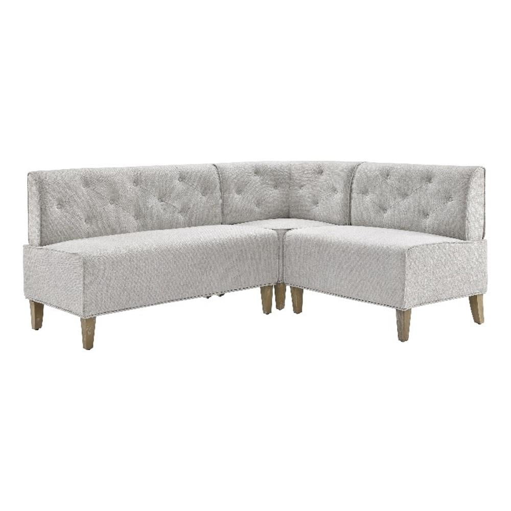 Linon Hale Indoor Wooden Corner Nook Bench, Light Grey Upholstery for ...