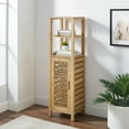 Linon Harding 6-Shelf Single Door Bathroom Cabinet, Natural Bamboo ...