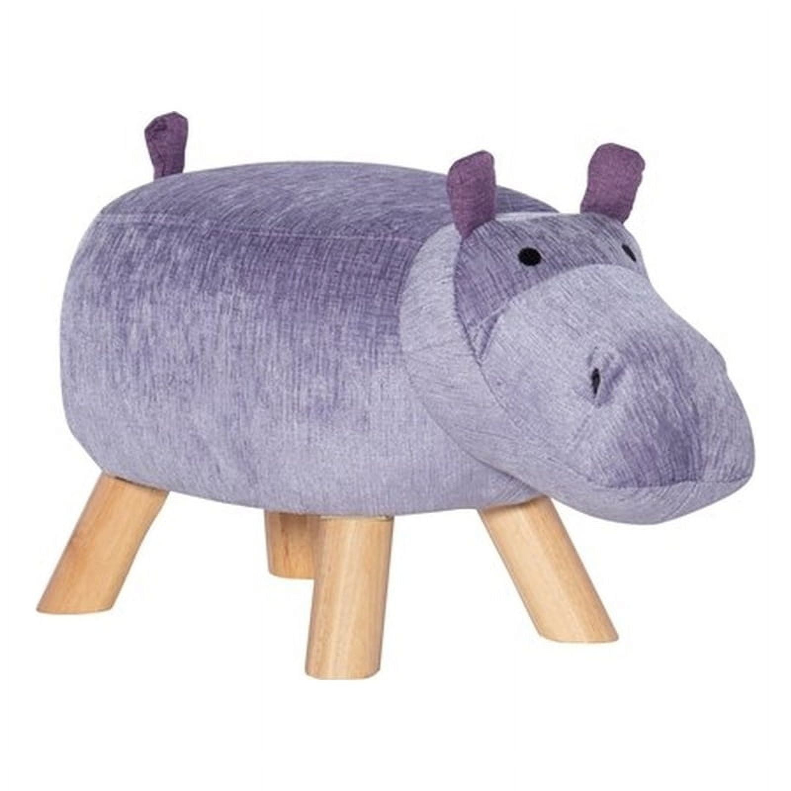 Linon Hart the Hippo Wood Upholstered Kids Stool in Purple - Walmart.com
